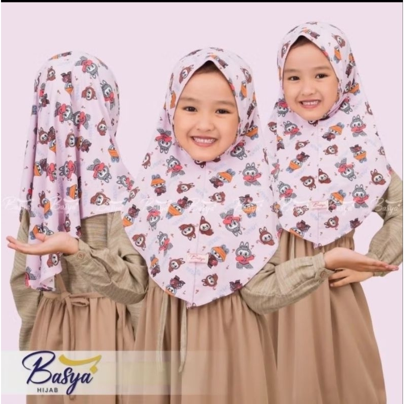 Jual LABUBU (BASYA) Hijab Anak Malay Dagu Motif Labubu Jilbab Instan ...