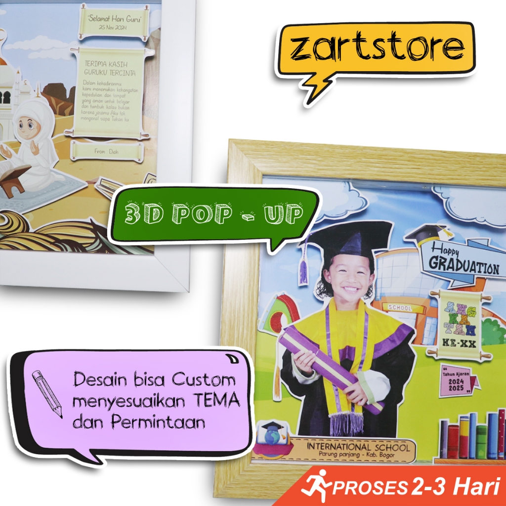 Jual Frame 3D custom putih minimalis ukuran 20x20cm | Shopee Indonesia