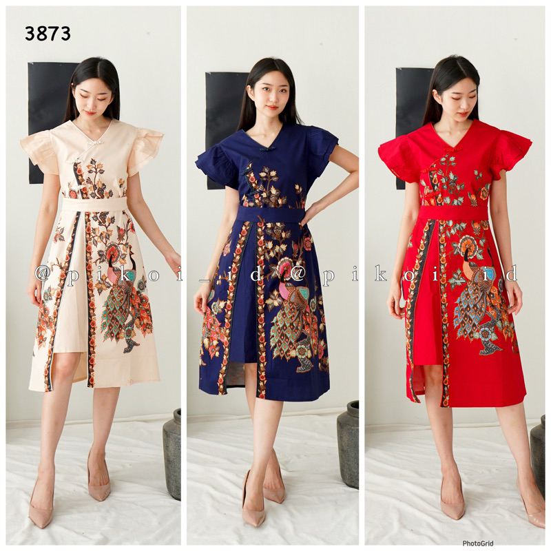 Jual Dress batik wanita modern / gaun pesta batik wanita modern / dres ...