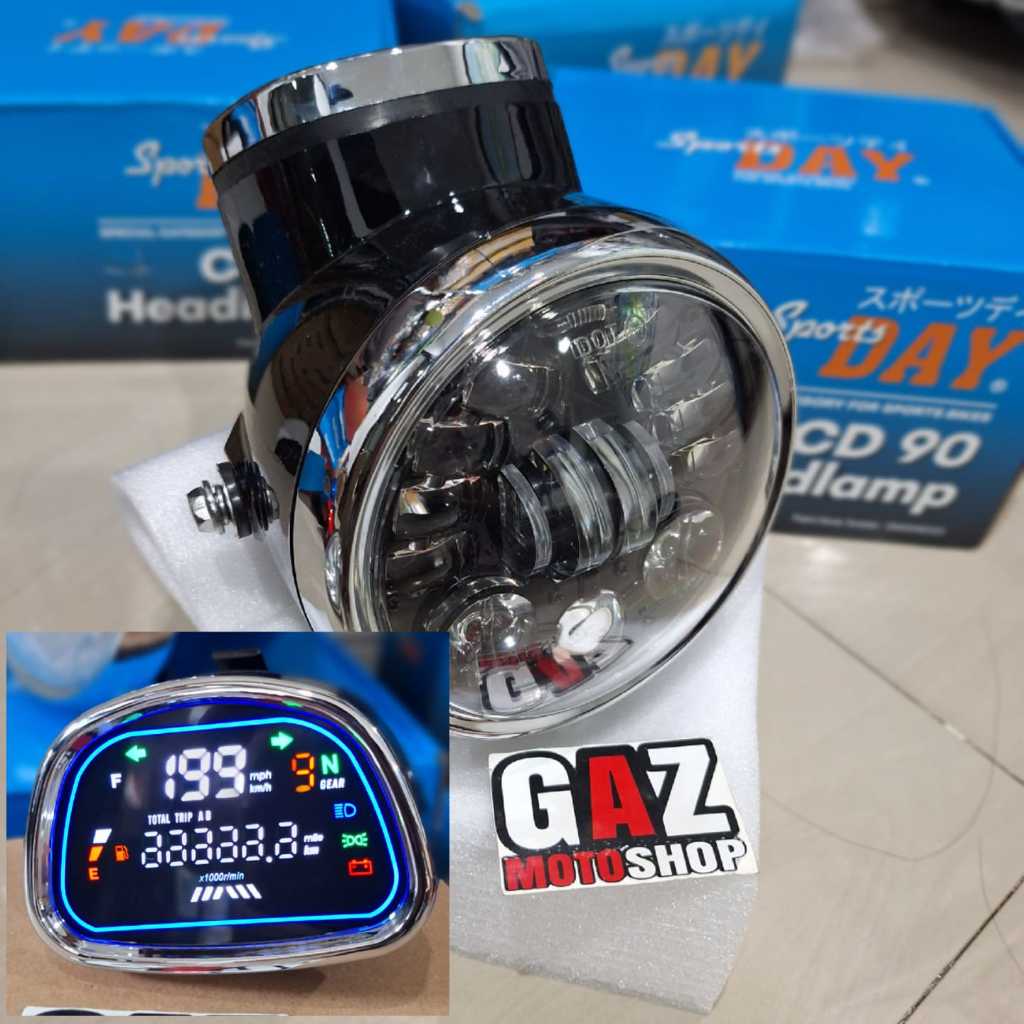 Jual Lampu CD 90 Set DayLED Speedometer DIGITAL Headlamp Assy CD90 Plus Batok pnp CB GL 100 ...
