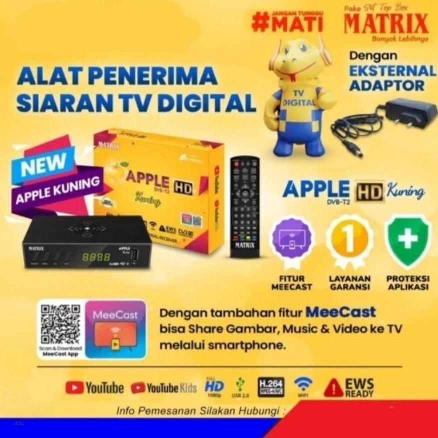 Jual STB Set Top Box MATRIX DVB - T2 APPLE Kuning | Shopee Indonesia
