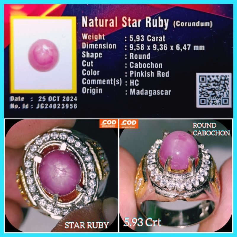 Jual NATURAL BATU CINCIN PERMATA STAR RUBY ( FREE MEMO ) B205 | Shopee ...