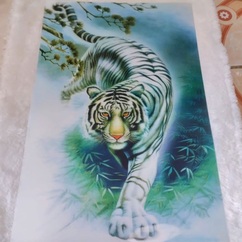 Jual FOTO LUKISAN TIGER HARIMAU 3DIMENSI UKURAN 38CM X 58CM | Shopee ...