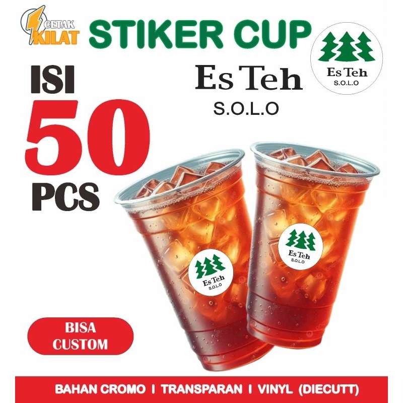 Jual STIKER LABEL KEMASAN ISI 50PCS | STIKER ES TEH | STIKER CUP ...