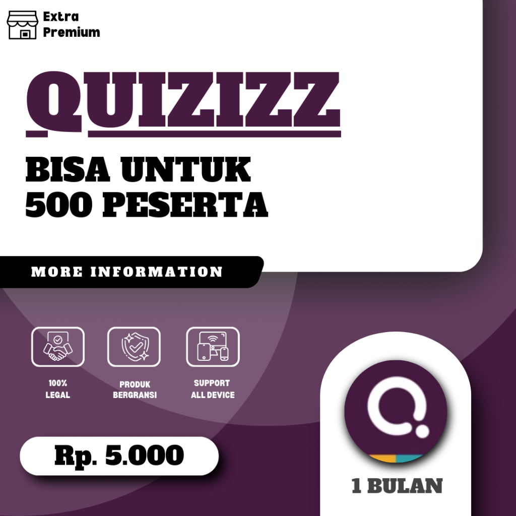 Jual QUIZIZZ PREMIUM 1 BULAN PRIVATE BERGARANSI (UNTUK 500 PARTISIPAN) | Shopee Indonesia