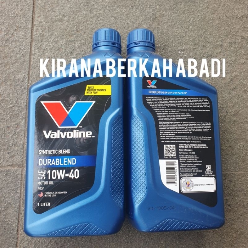 Jual VALVOLINE DURABLEND 10W40 API SP KEMASAN 1 LITER | Shopee Indonesia