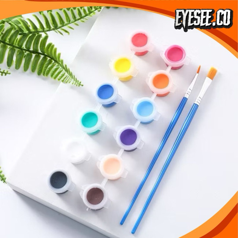 Jual Cat Akrilik 6 Warna 3ML Poster Cat Air Kuas Pena Perlengkapan Seni ...