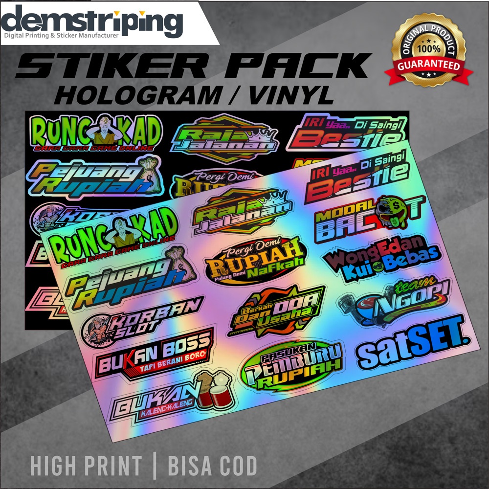 Jual Stiker Pack Hologram Katakata Viral dan Gaul Stiker Motor ...