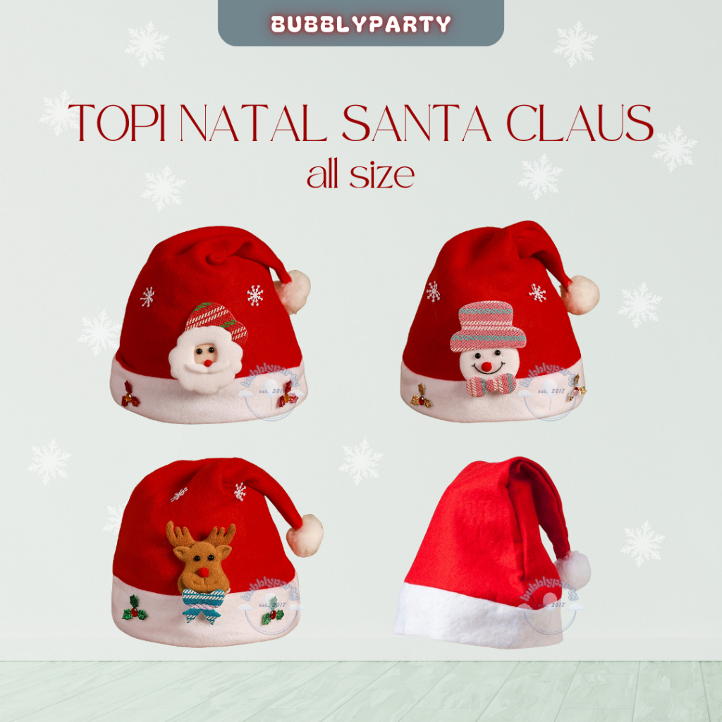 Jual Topi Natal Santa Claus Polos Motif Aksesoris Christmas | Shopee ...