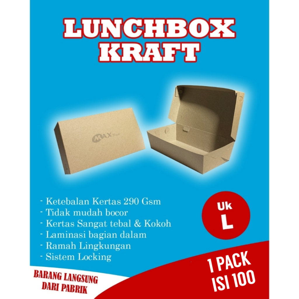 Jual Lunch Box Kraft Polos Size L| Kotak Makan Kertas | Lunchbox Polos ...
