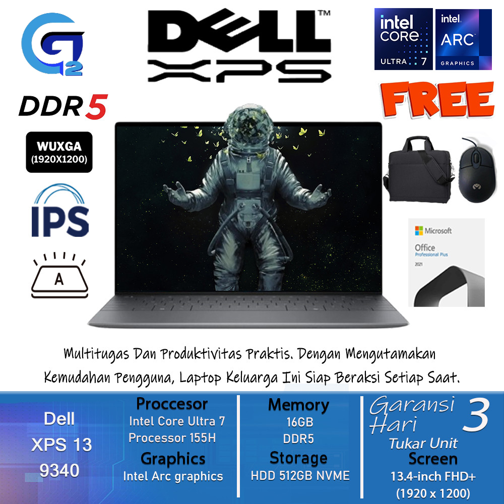 Jual Laptop Dell XPS 13 9340 Intel Ultra 7 155H Ram 16GB DDR5 512GB SSD ...