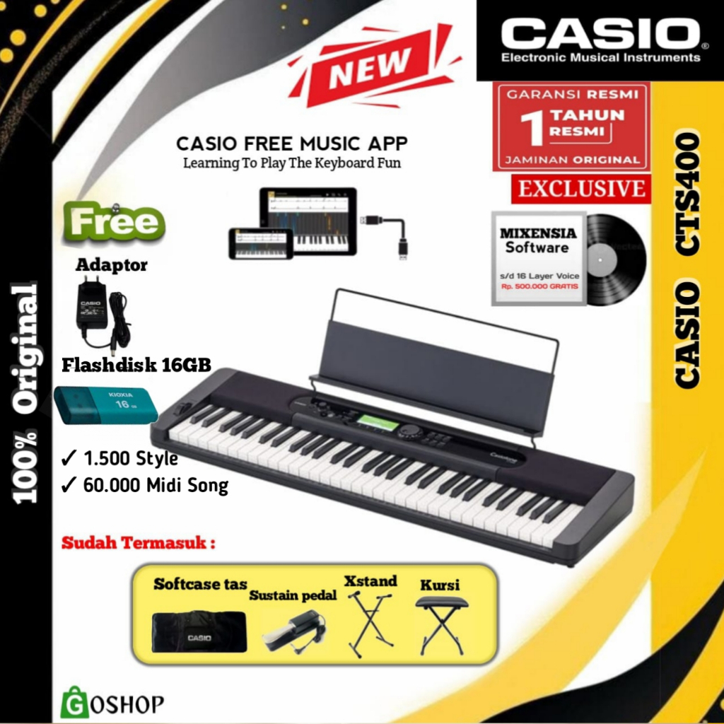 Jual Keyboard Casio CTS400 / CT S400 / CTS 400 / CTS-400 Original / Slim keyboard | Shopee Indonesia