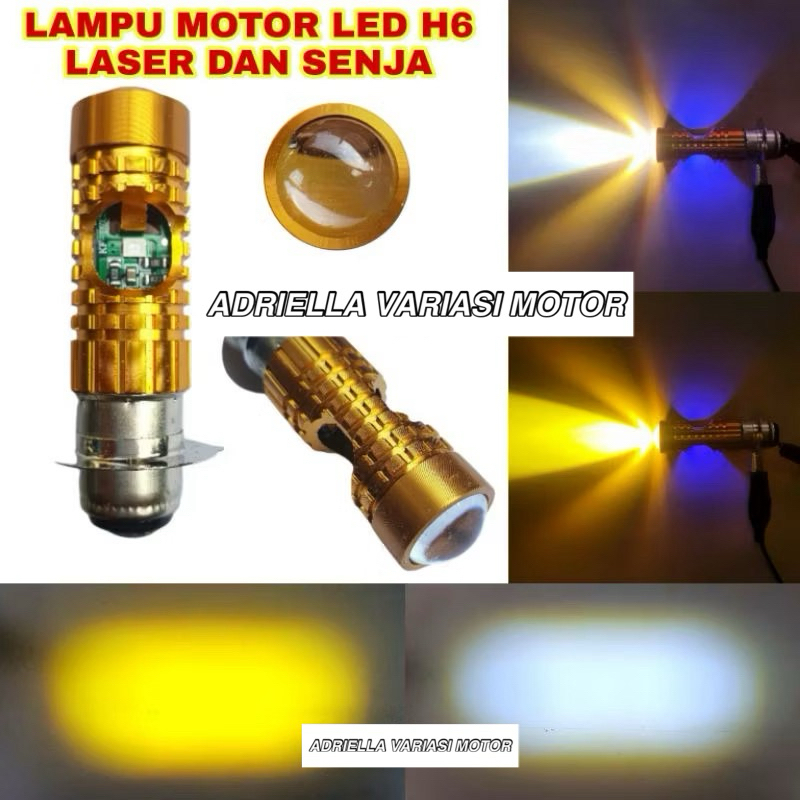 Jual Lampu utama Led H6 laser jauh dekat putih kuning plus senja biru ka-kra Universal | Shopee ...