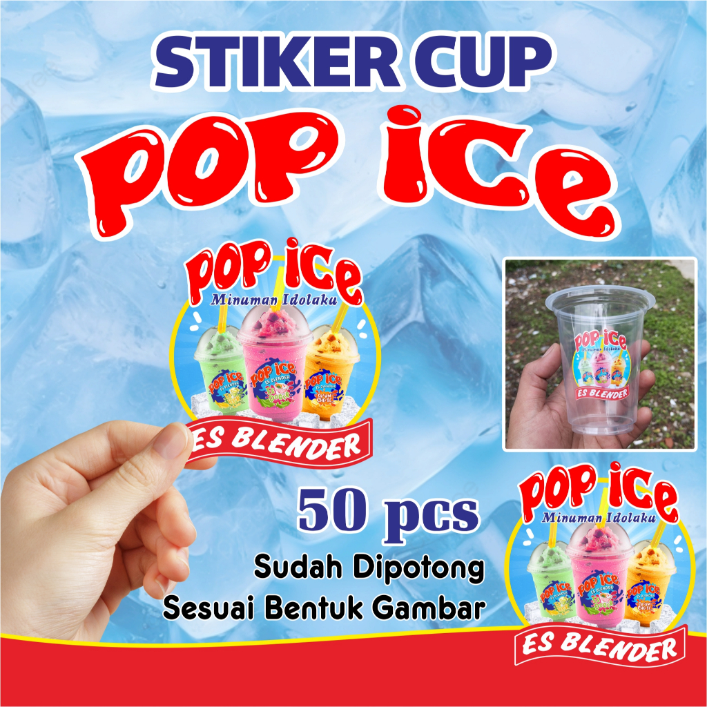 Jual Stiker Cup Pop Ice Minuman Idolaku Es Blender anti air 50 pcs ...