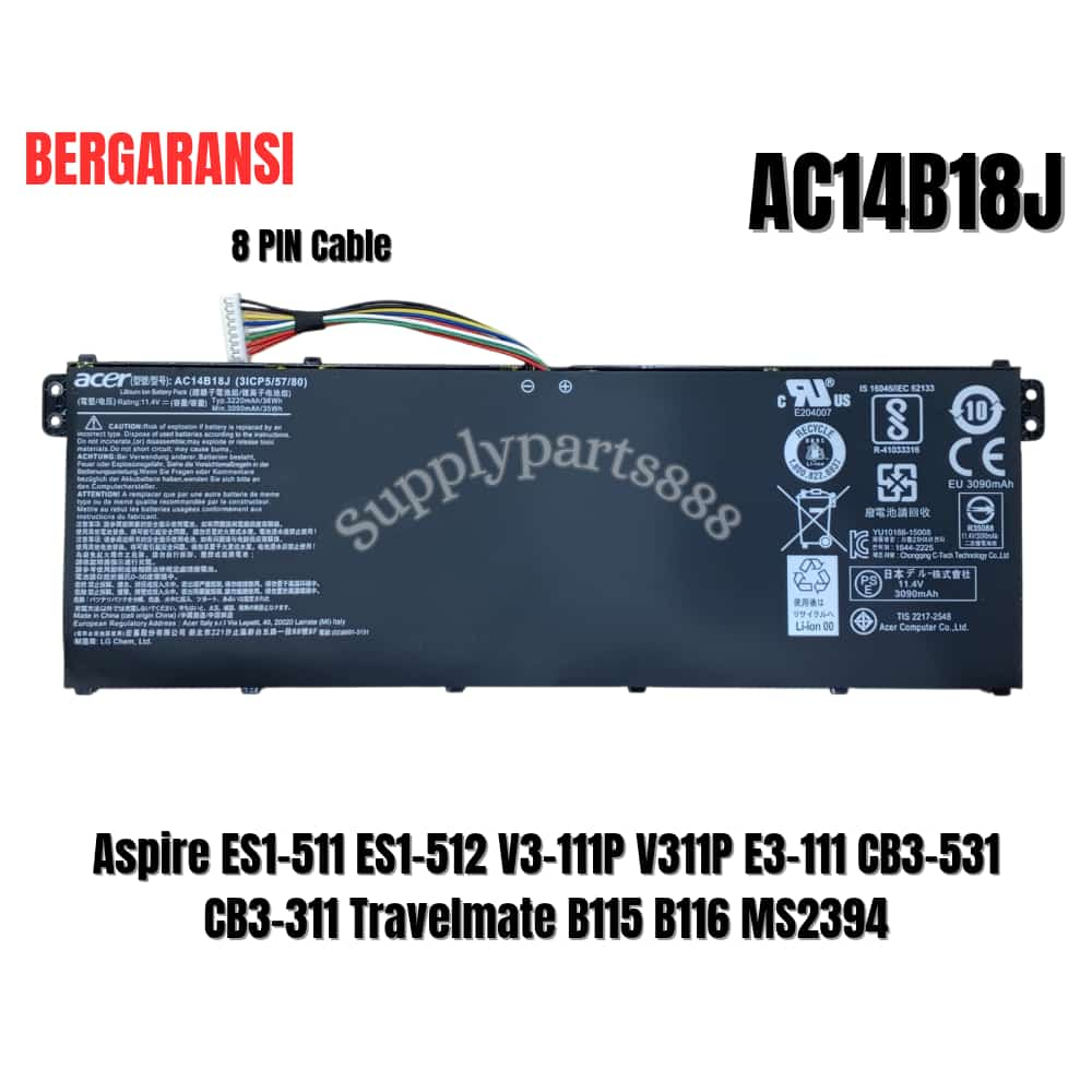Jual ACER BATTERY LAPTOP Aspire E3-111 E3-112 E3-112M ES1-531 MS2394 ...