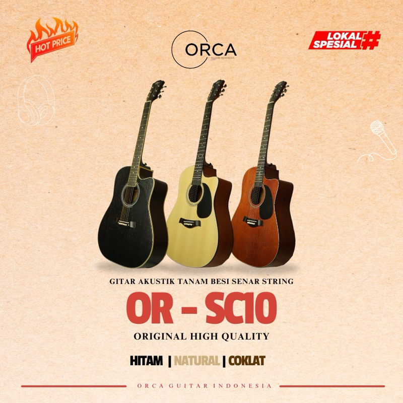Jual ORCA Gitar Akustik Tanam Besi OR - SC10 Senar String Guitar | Shopee Indonesia