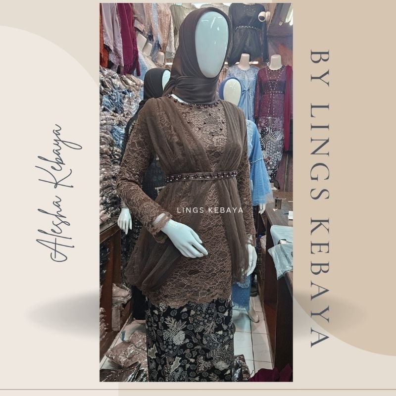 Jual kebaya modern brukat wisuda lamaran kondangan Ice Blue Denim Sage ...