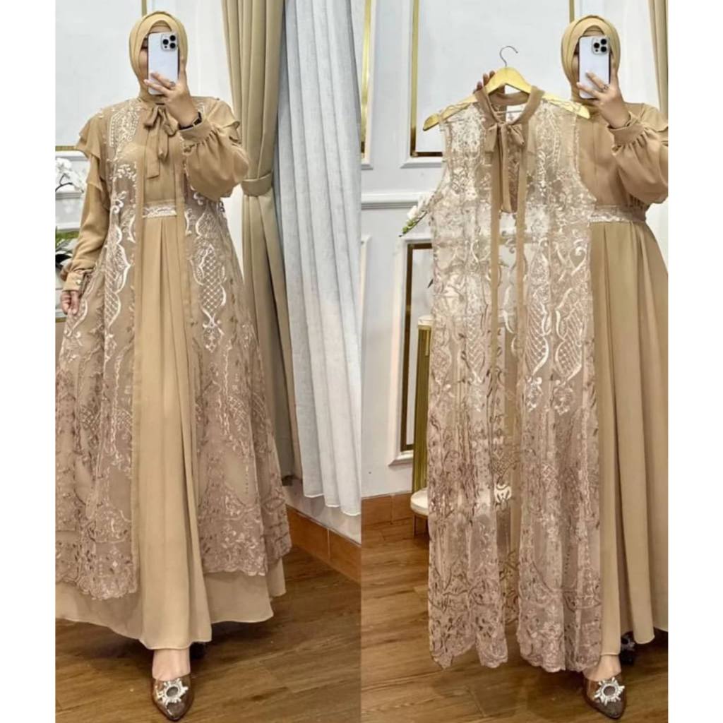 Jual Baju muslim model terbaru untuk hari raya nashita dress 2in1 gamis ...