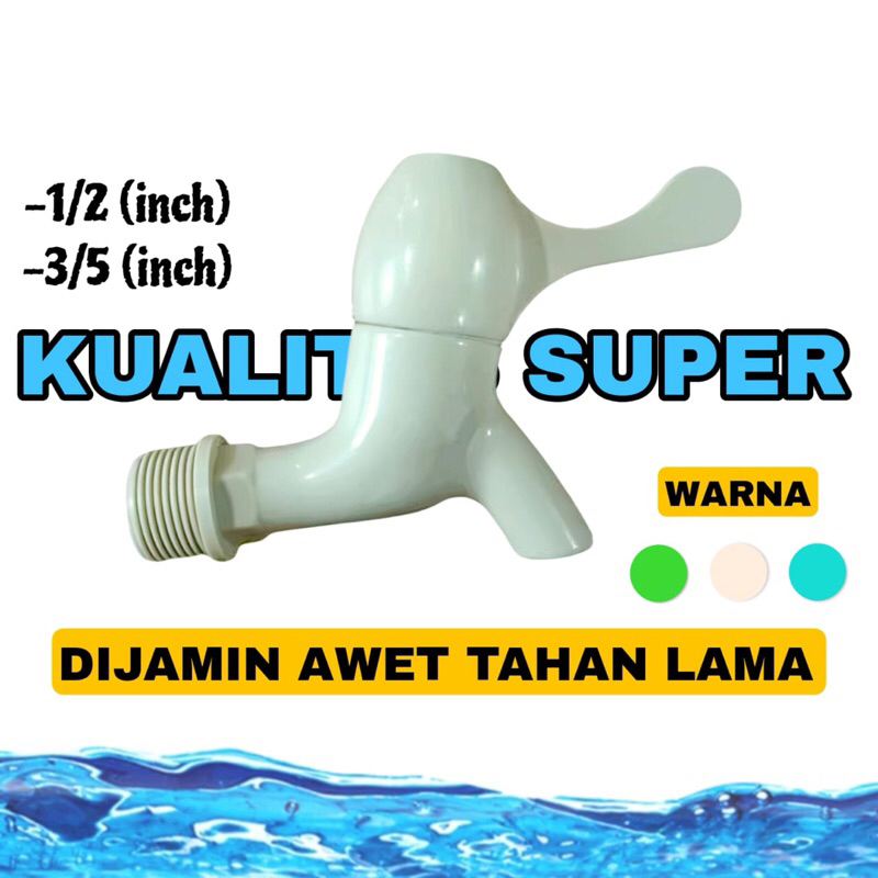 Jual Kran AIR PVC BERKUALITAS 1/2 inch + 3/4 inch Keran Air Dinding ...
