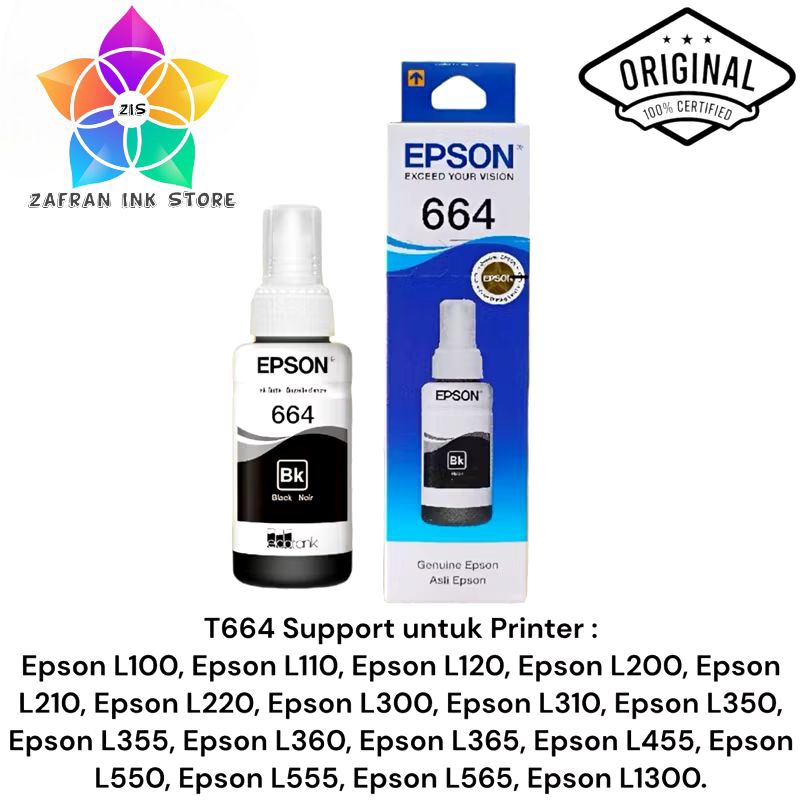 Jual Tinta Epson 664 varian Black Cyan Magenta Yellow | Shopee Indonesia
