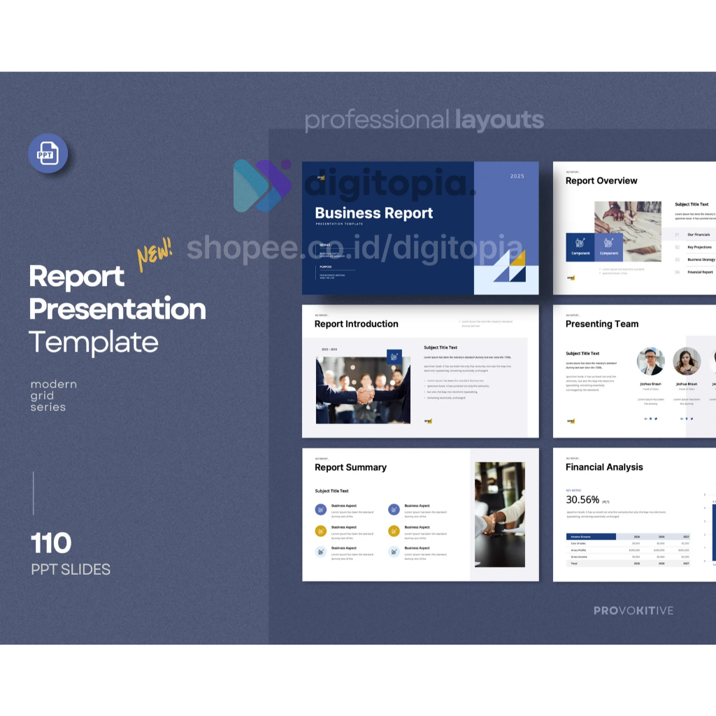 Jual PowerPoint Template Business Report | Template Profesional | 100% ...