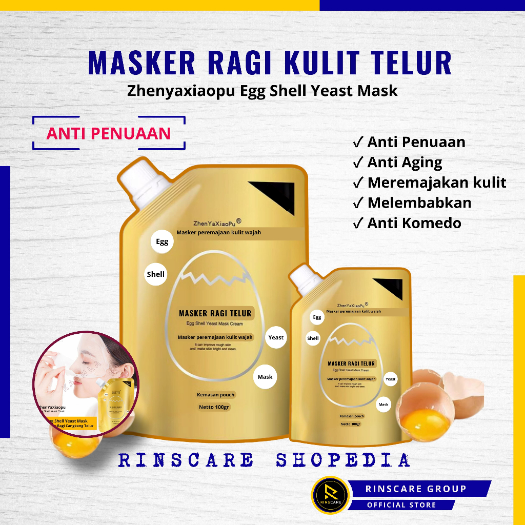 Jual [ EGG SHELL MASK ] Original Krim Peel Off Masker ZhenYaXiaopu Egg ...