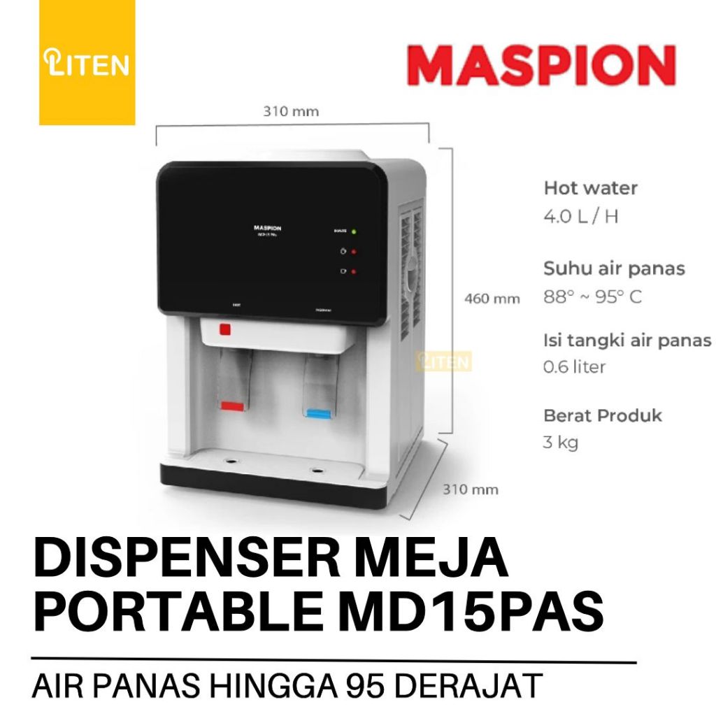 Jual MASPION Dispenser Air Minum Galon Meja Portable MD15PAS Hot and ...