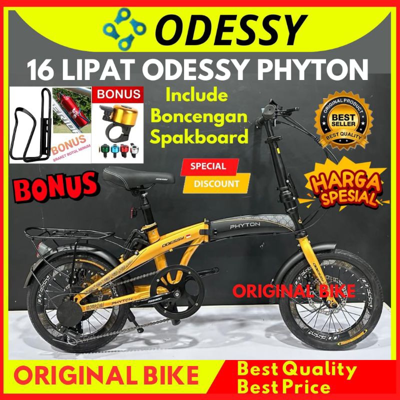 Jual Sepeda Lipat 16 Folding Odessy Phyton Boncengan Discbrake 7 Speed ...