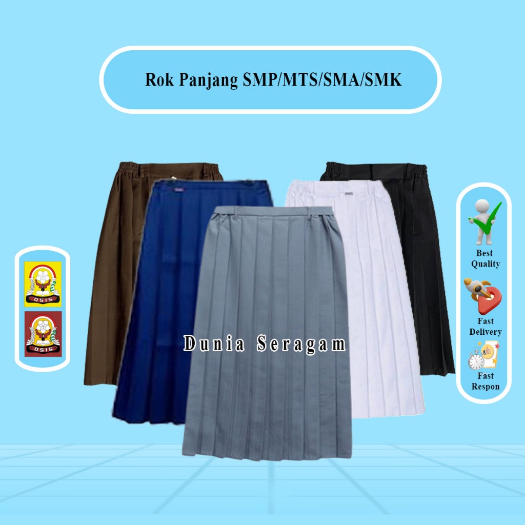 Jual Rok panjang smp sma/rok panjang rempel kerja smp sma seragam smp sma biru smp coklat ...