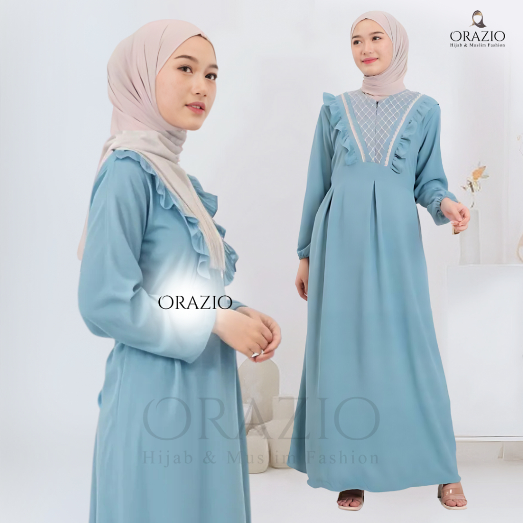 Jual Gamis Simpel Elegan Biru Muda Wardah Biru Langit Baby Blue Biru ...