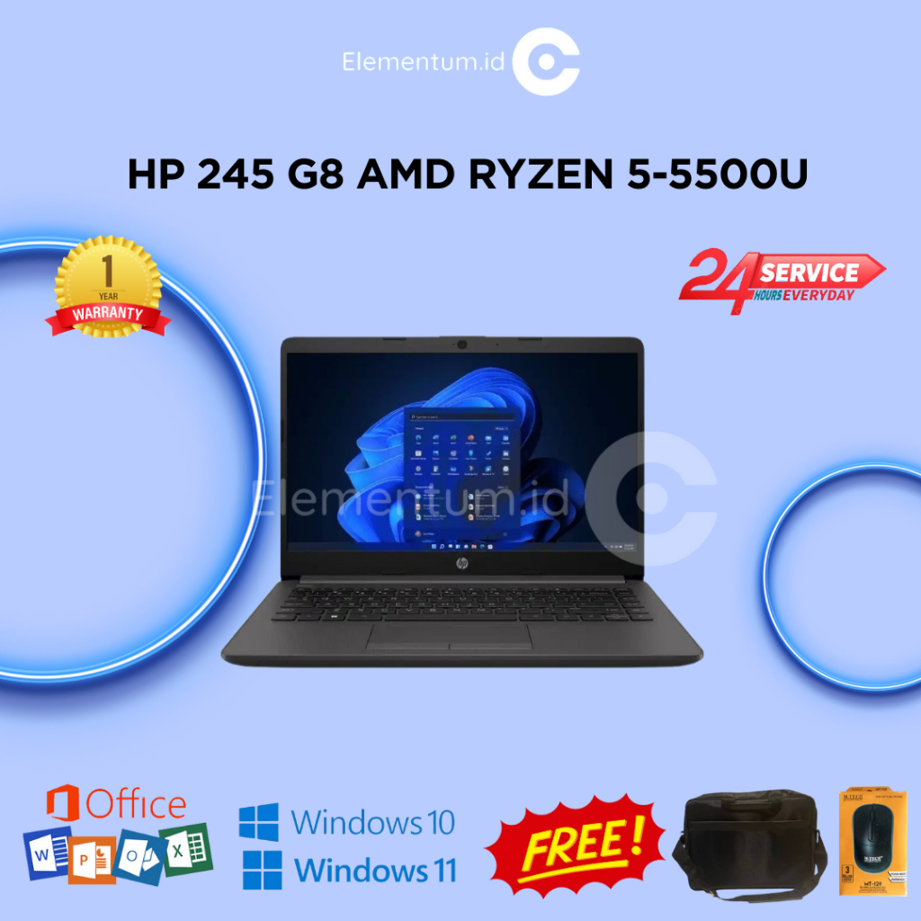 Jual Laptop HP 245 G8 Amd Ryzen 5-5500U | RAM 8GB SSD 512GB 14.0" HD ...