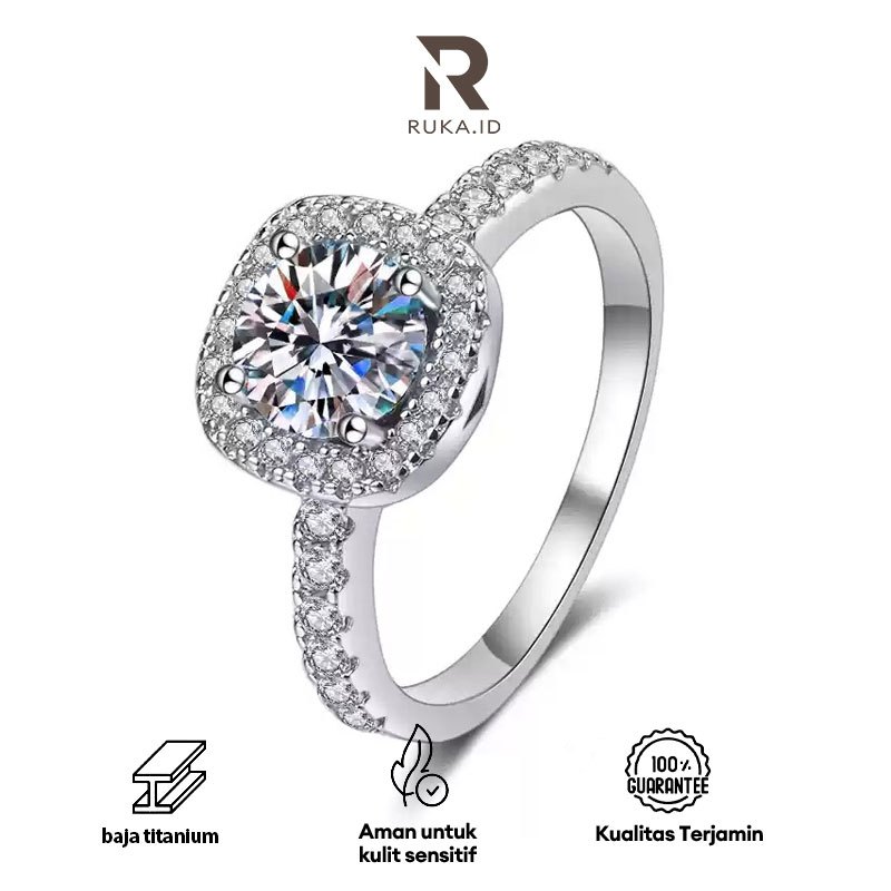 Jual RUKA Cincin Empat Claws Titanium Moissanite Satu karat Adjustable Dapat Dipersiapkan Super ...