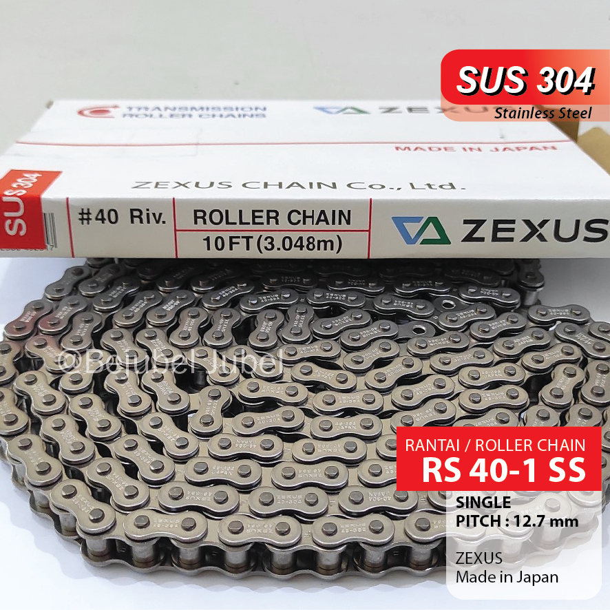 Jual rantai roller chain SENQCIA / ZEXUS RS 40-1 SS | Shopee Indonesia