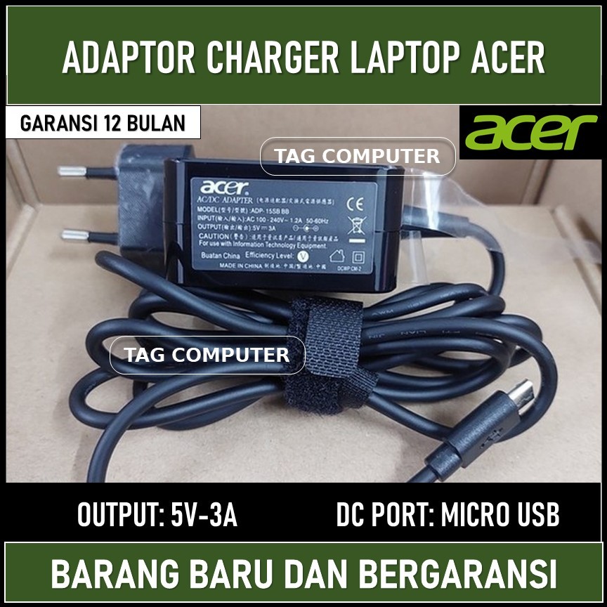 Jual ADAPTOR CHARGER ACER ONE 10 SERIES MODEL ADP-15SB COLOKAN MICRO ...