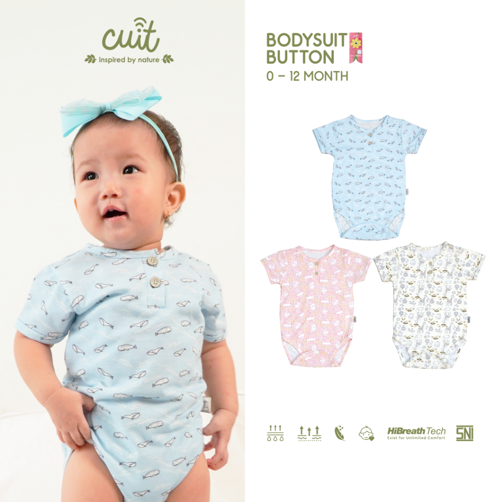 Jual Cuit Baby 0 - 12 Bulan Bodysuit Button Motif Karakter II | Shopee ...