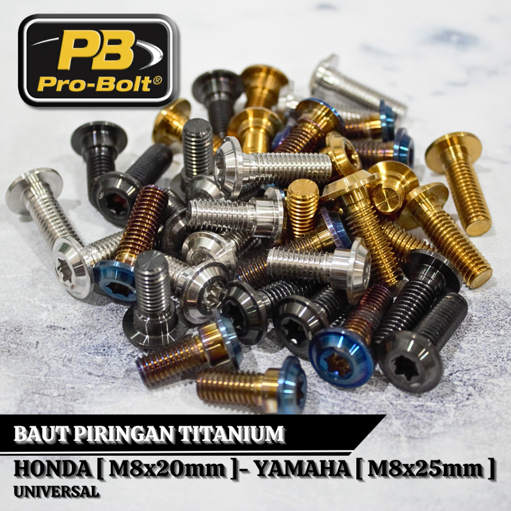 Jual PB Pro-Bolt Baut Piringan Titanium Honda M8x20mm - Yamaha M8x25mm Universal Baut Cakram ...