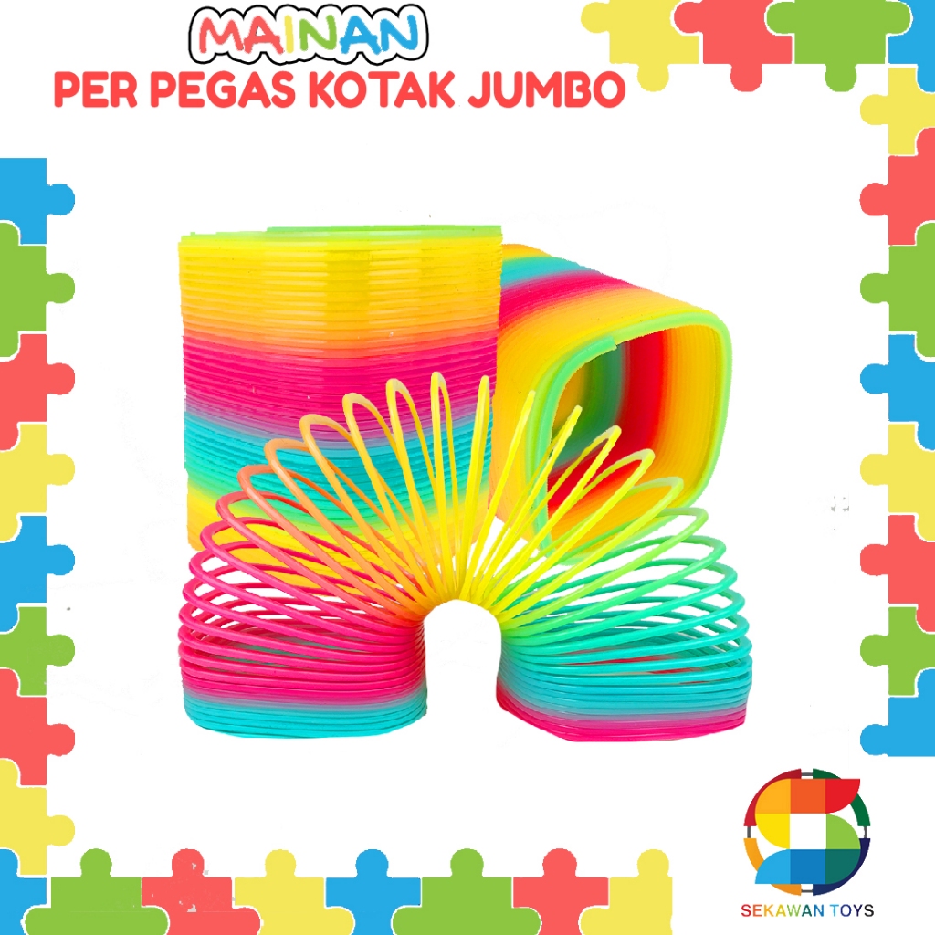 Jual JUMBO Mainan Per Pegas Kotak Pelangi/ Mainan Rainbow Spring Kotak ...