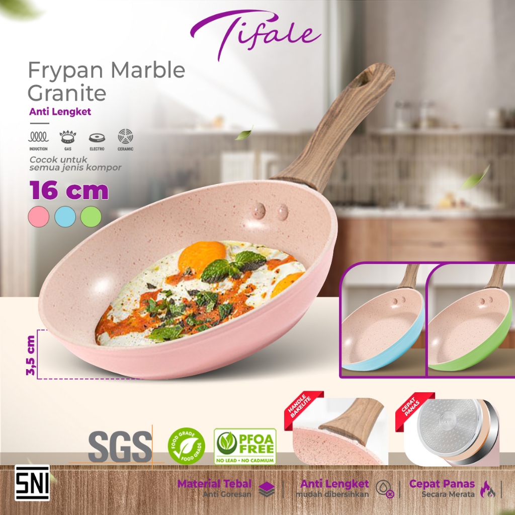 Jual Tifale Lumi Frypan Penggorengan Granite Fry Pan Teflon Anti Lengket Marble Coating | Shopee ...