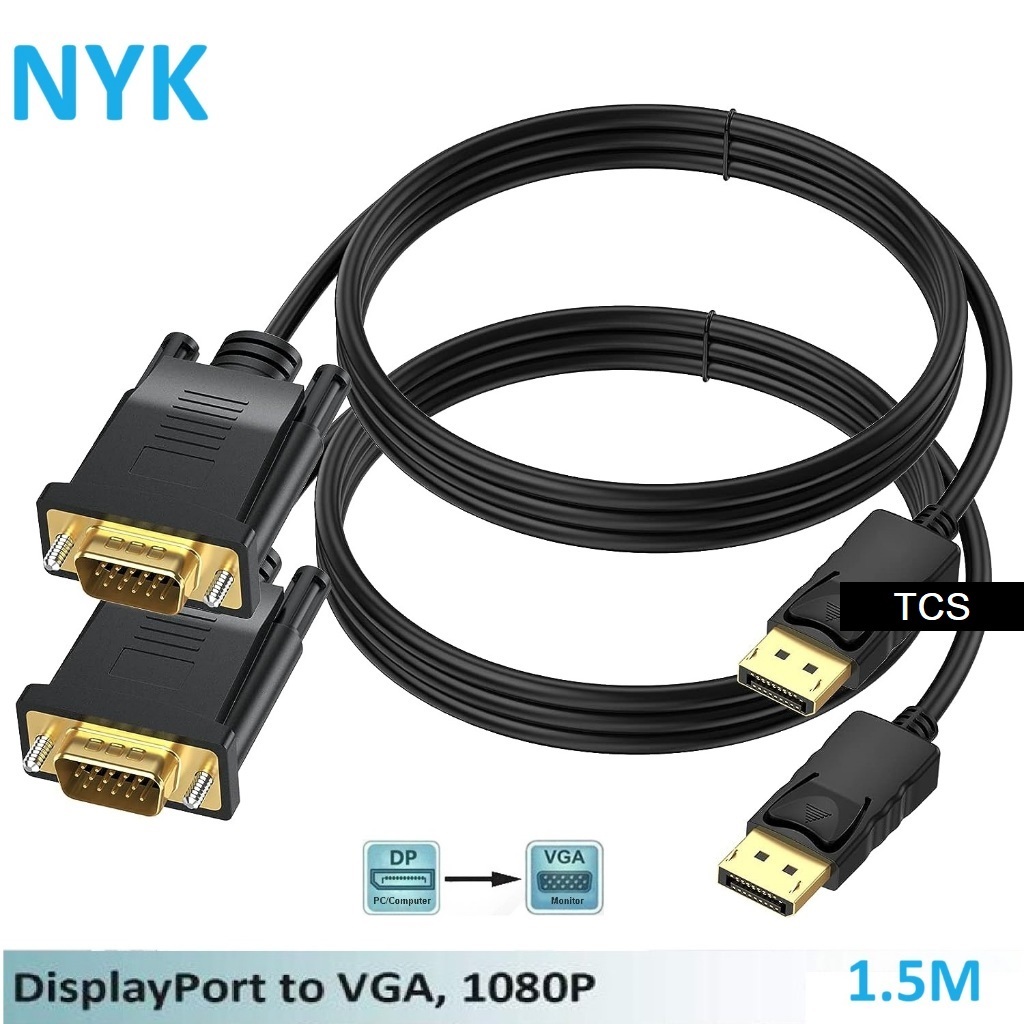 Jual NYK C5 Kabel DP/Display Port To VGA Konektor DP-VGA Converter 1.5 ...