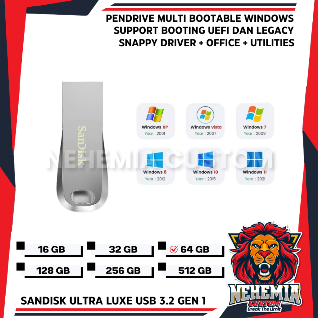 Jual USB Installer Windows Original Semua Versi + WinPE & Snappy Driver ...