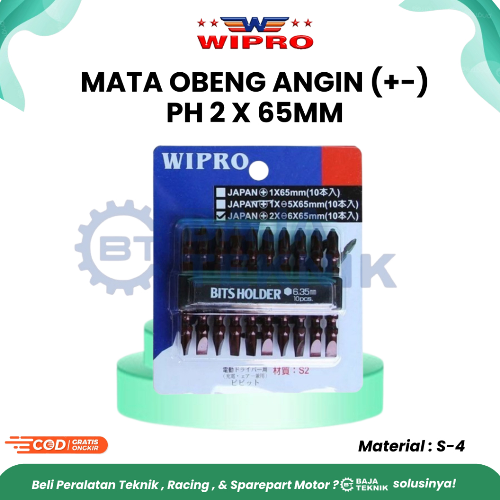 Jual WIPRO DOUBLE HEAD SLOTED & PHILIPS PH2-65 (+/-) | MATA OBENG ANGIN PLUS MINUS PH2 | Shopee ...
