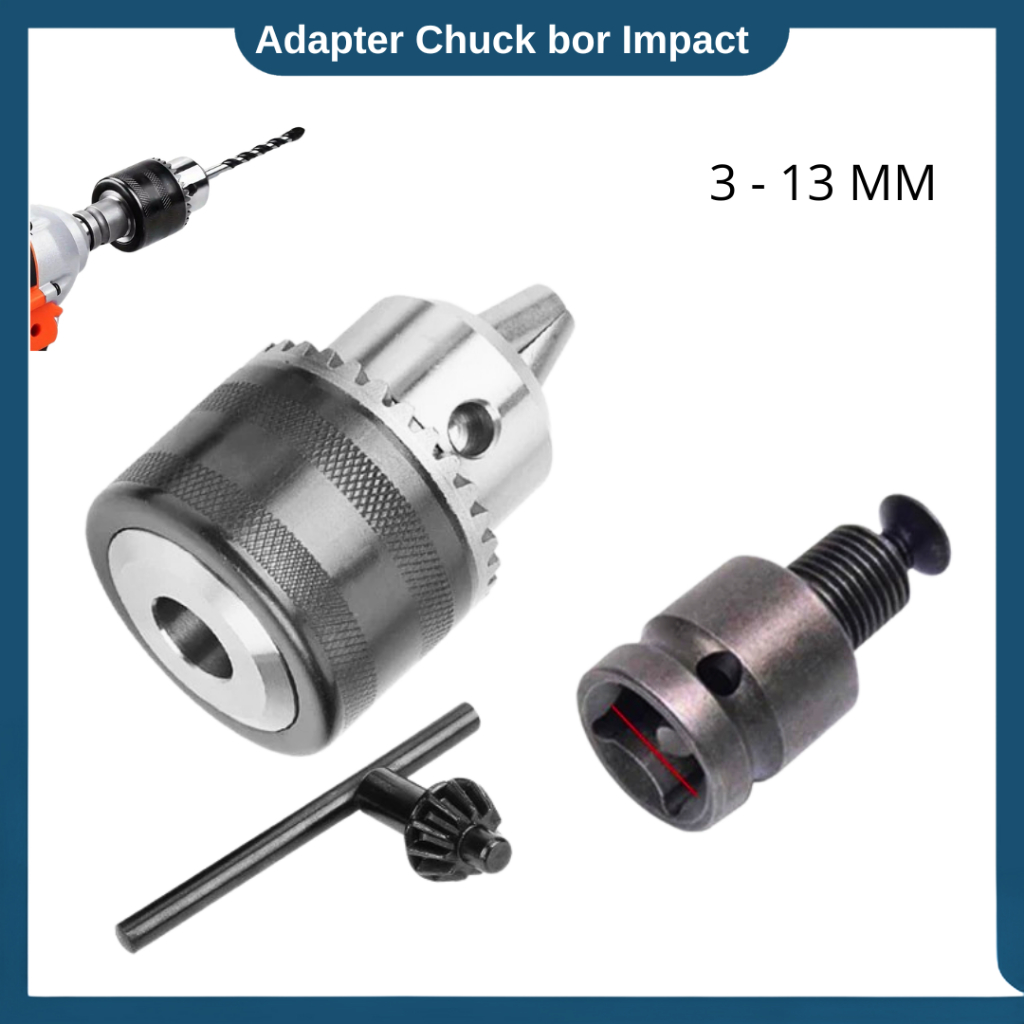 Jual Adapter Impact Wrench Ke Mesin Bor Drill Chuck 13 mm Kepala Chuck ...