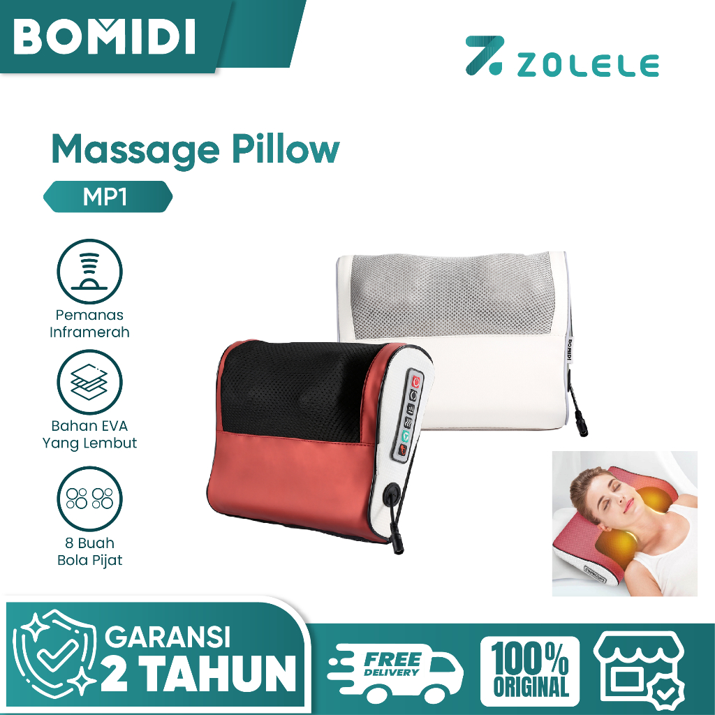 Jual BOMIDI Bantal Pijat 8 Bola Massage Pillow Bantal Pijat Leher Punggung Portable Car And Home ...
