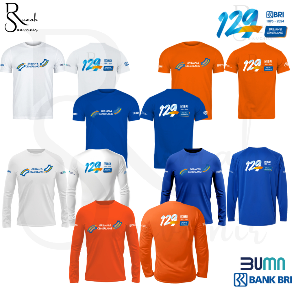 Jual Baju HUT BANK BRI 129 TH Official Design Pendek Panjang Baju BUMN ...