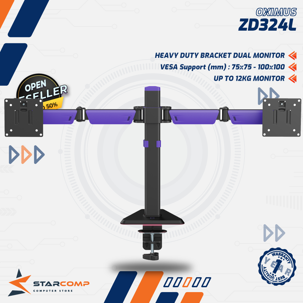 Jual Heavy-Duty Bracket Single dan Dual Monitor 17" - 40" ZD324L Hitam ...