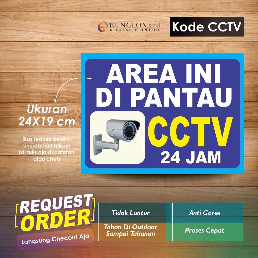 Jual STIKER AREA INI DIPANTAU CCTV 24 JAM + LAMINASI KODE CCTV BIRU ...