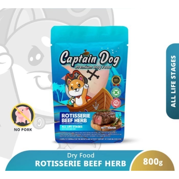 Jual CAPTAIN DOG DRY FOOD ALL VARIANT 800GR | Shopee Indonesia