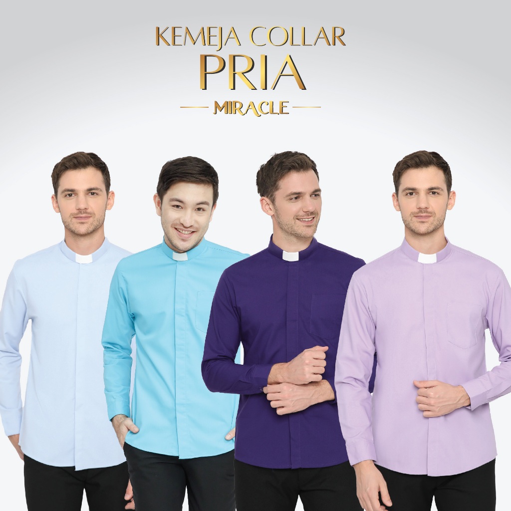 Jual Pendeta - Kemeja Collar Pria Panjang Polos - Jos Miracle Bandung ...