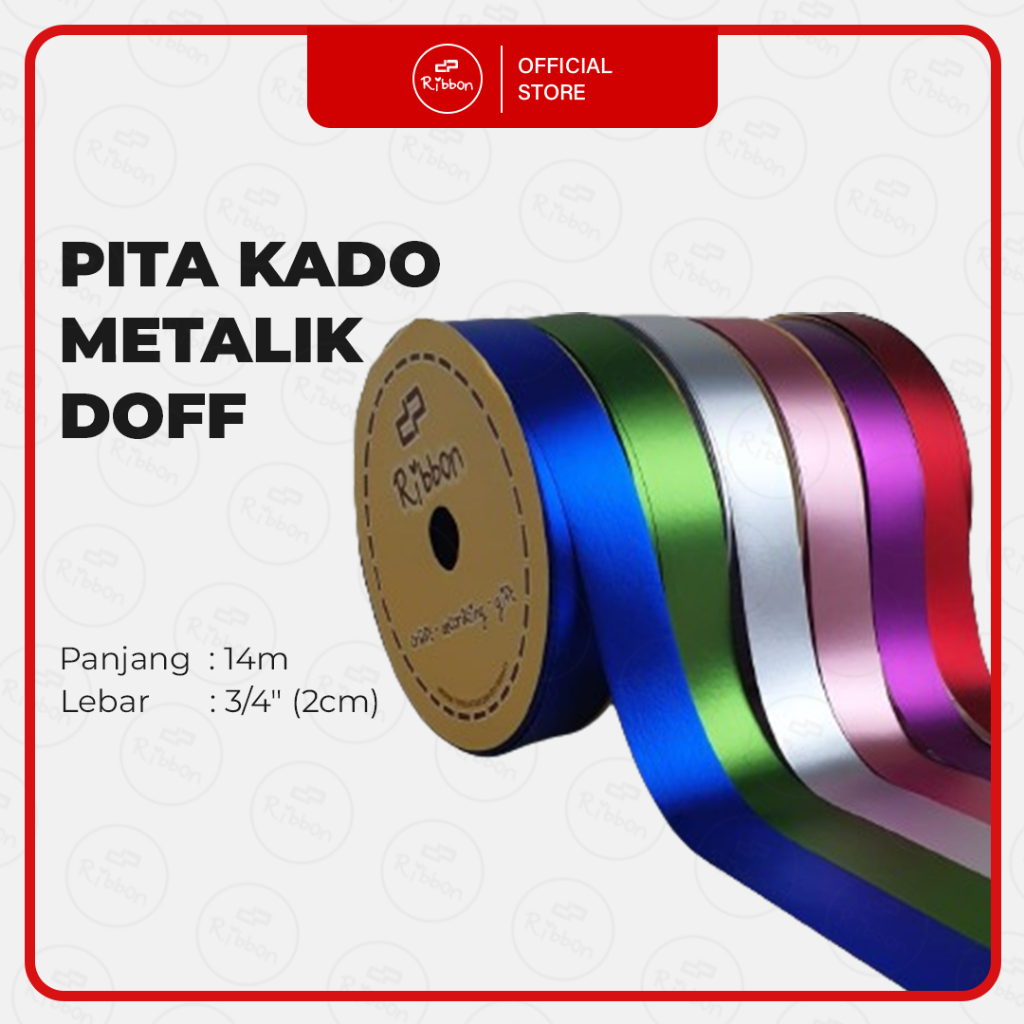 Jual Pita Kado 2cm Metalik Doff 3/4" Jepang Ribbon Kertas Plastik Dekorasi 2 cm Hampers 18mm ...