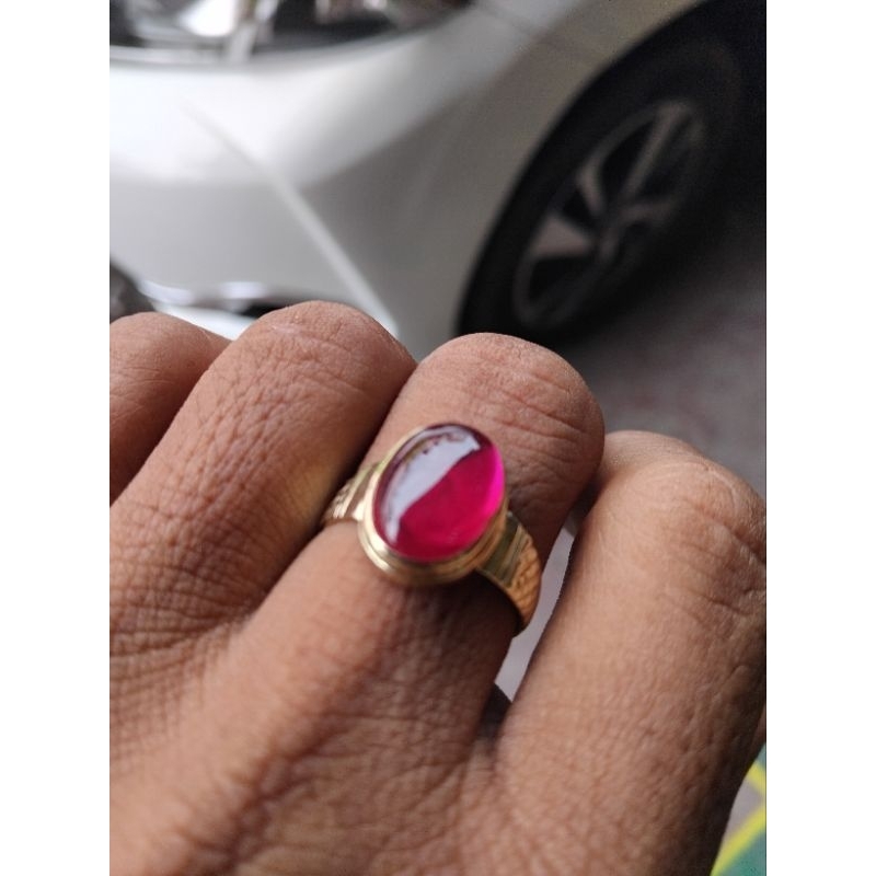 Jual cincin batu delima siam model setengah bungkus dim 14x11x5 ...